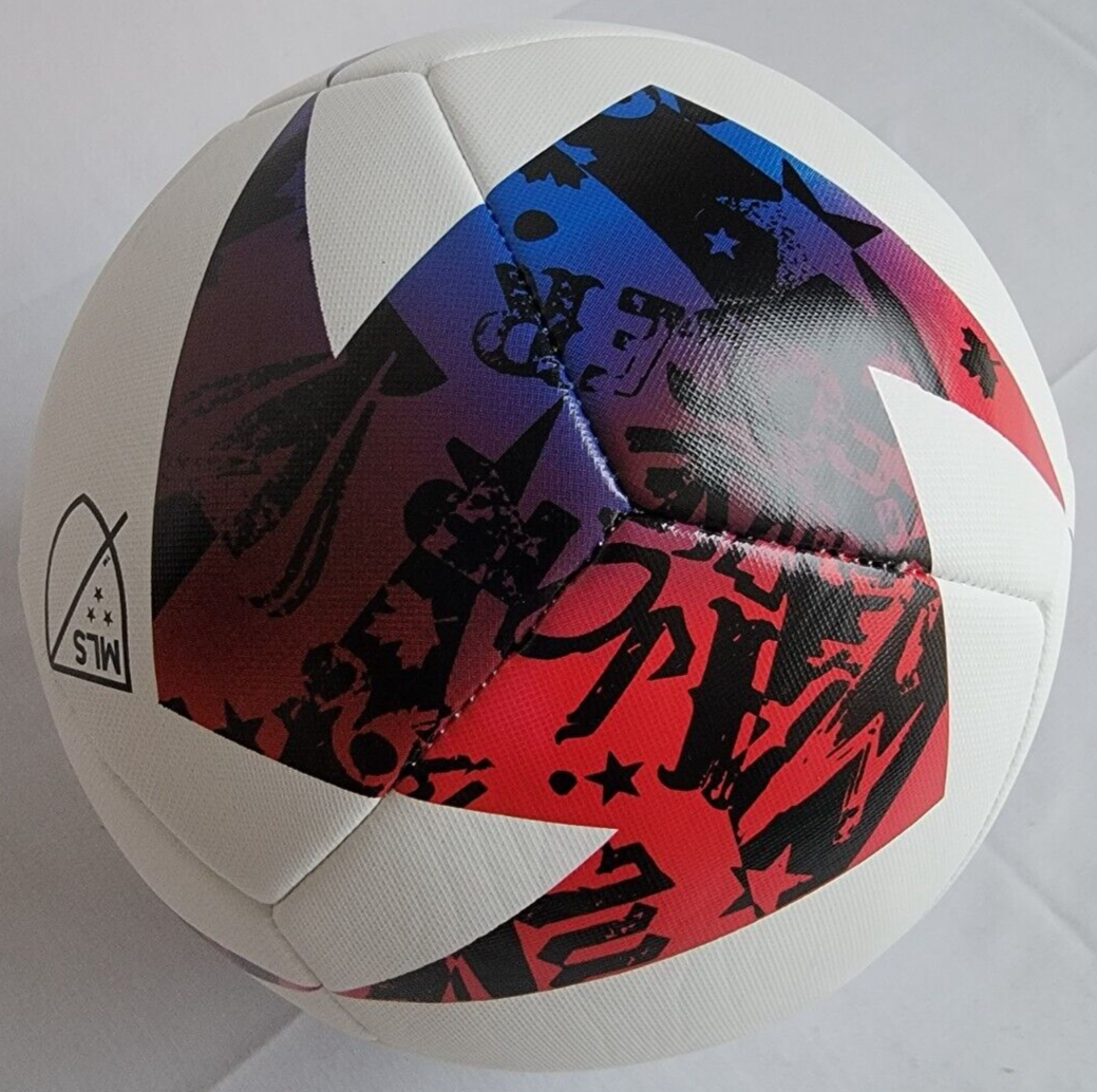 adidas MLS Training Size 5 Match Soccer Ball Replica White Blue Red ...