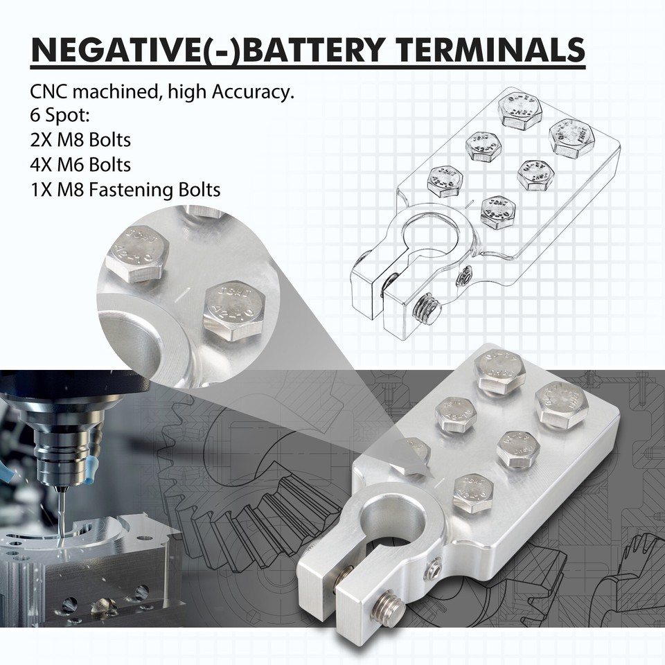 Multi-Connection Flat Battery Terminals Clamps Lead 6 Way +/- Repair ...