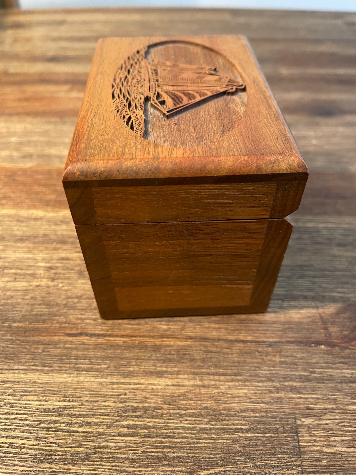 Small Wood Letter Box With Etched Ship Imprint | eBay