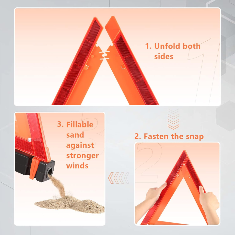 Safety Triangles DOT Approved, Standard Warning Triangles Enmergency ...