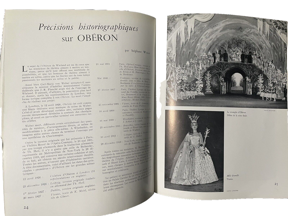 L'Opera de Paris No. IX Program 1954 Ingrid Bergman Oberon French Corp ...