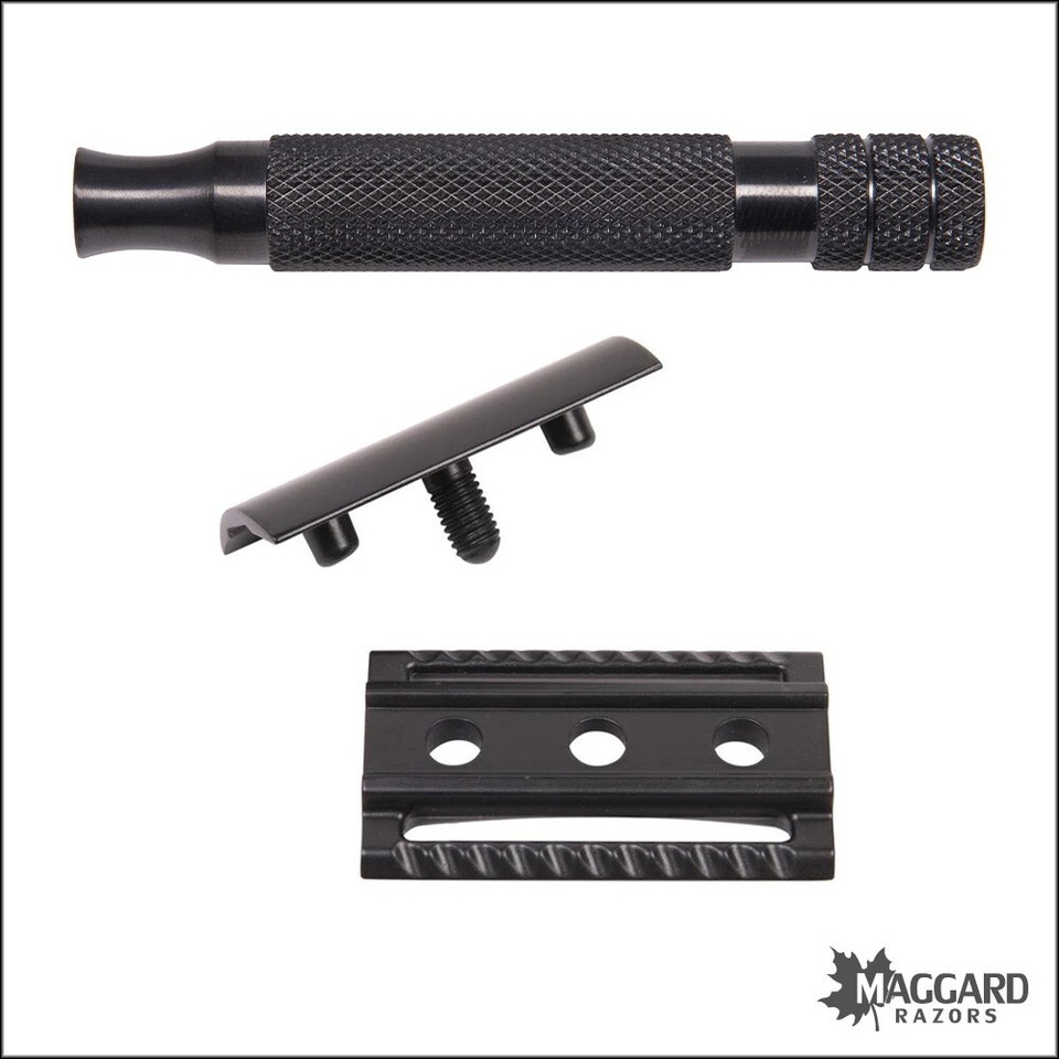 Maggard Razors MR11 Black Stainless Handle - DE Safety Razor with Black ...