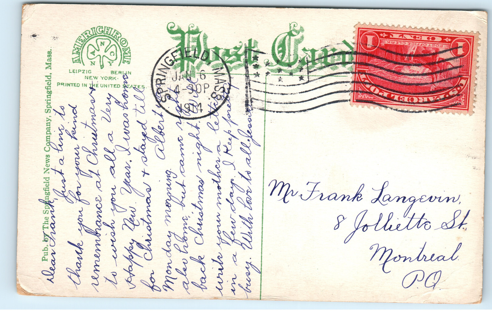 Springfield Massachusetts Municipal Buildings 1914 Vintage Postcard F13 ...