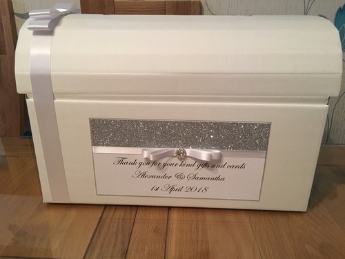 IVORY/WHITE DIAMANTE GLITTER WEDDING POST BOX WEDDING CHEST EVERY ...