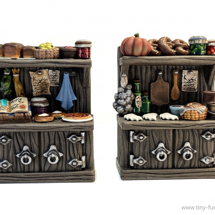 28mm 2 Bakery Tables Dungeons Dragons DnD D&D Village Market Stall ...