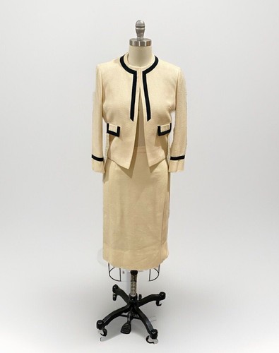 Vintage Wool Tweed Cream And Black Skirt Suit | eBay