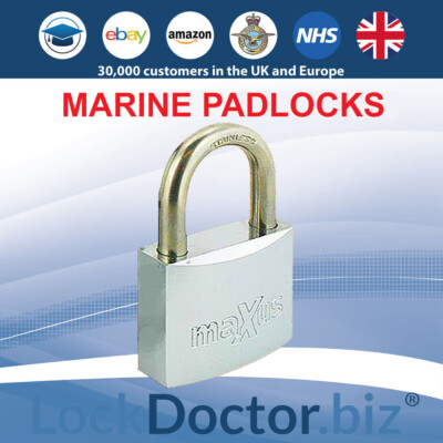 MAXUS Silver Chrome STRONG 40mm Marine Padlock KEYED ALIKE KA each with ...