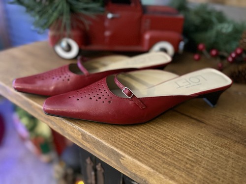 LOFT Red Leather Mules with Strap Size 7 | eBay
