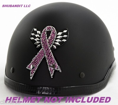 USA motorcycle pink ribbon cancer Rhinestone Helmet peel stick patches ...