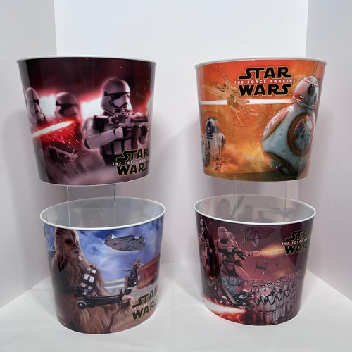 Star Wars The Force Awakens Movie Promotion Popcorn Bucket Set of 4 ...