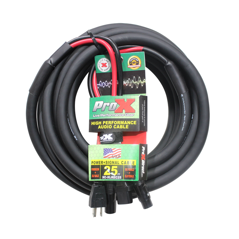 Bundle of 2x Pro X 25' XLR Audio + Edison to IEC Power Cables | eBay