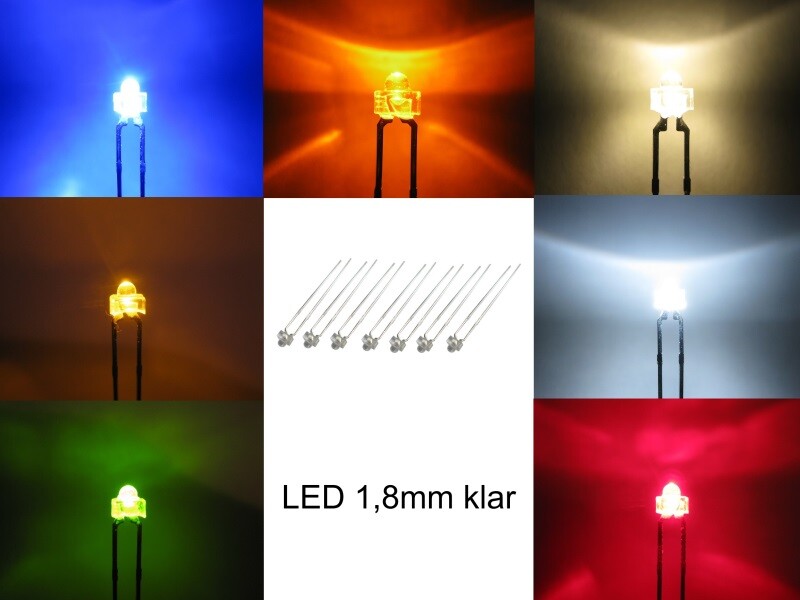 LED 1,8mm diffus und klar mini Miniatur LEDs 7 Farben, Menge und Set ...