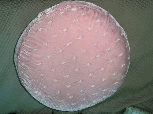 BELLA NOTTE PETAL PINK EMBROIDERED SILK VELVET POUF! SUPER RARE! HTF ...