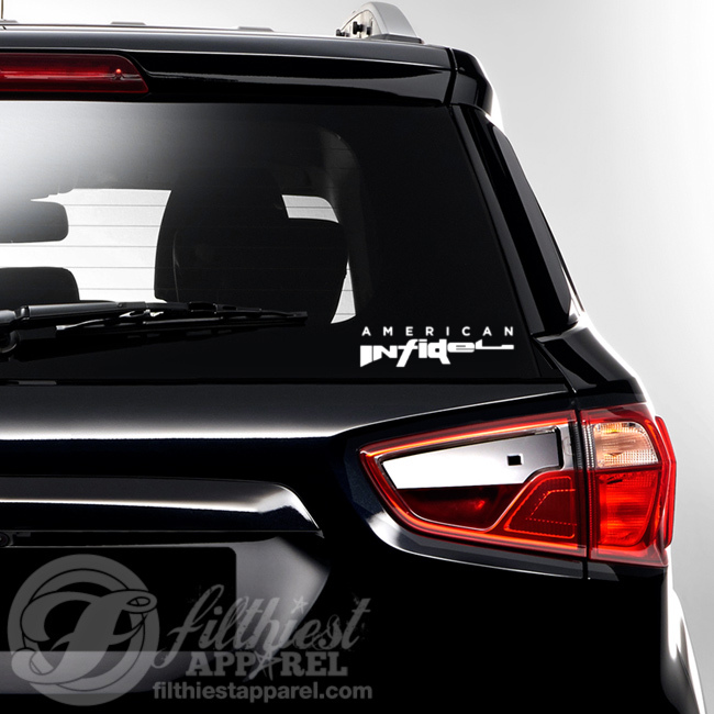 AMERICAN INFIDEL Decal Sticker Patriot USA Pro Gun Rights 2nd Amendment ...