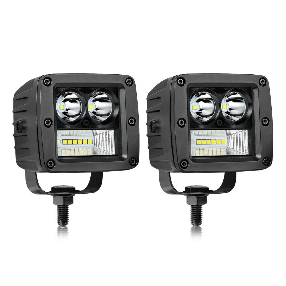 2X 3" LED Work Light Spot Cube Pods Bar Driving White/Amber Fog Lamp ...