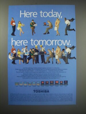 1990 Toshiba Laptops Ad - Here today, here tomorrow | eBay