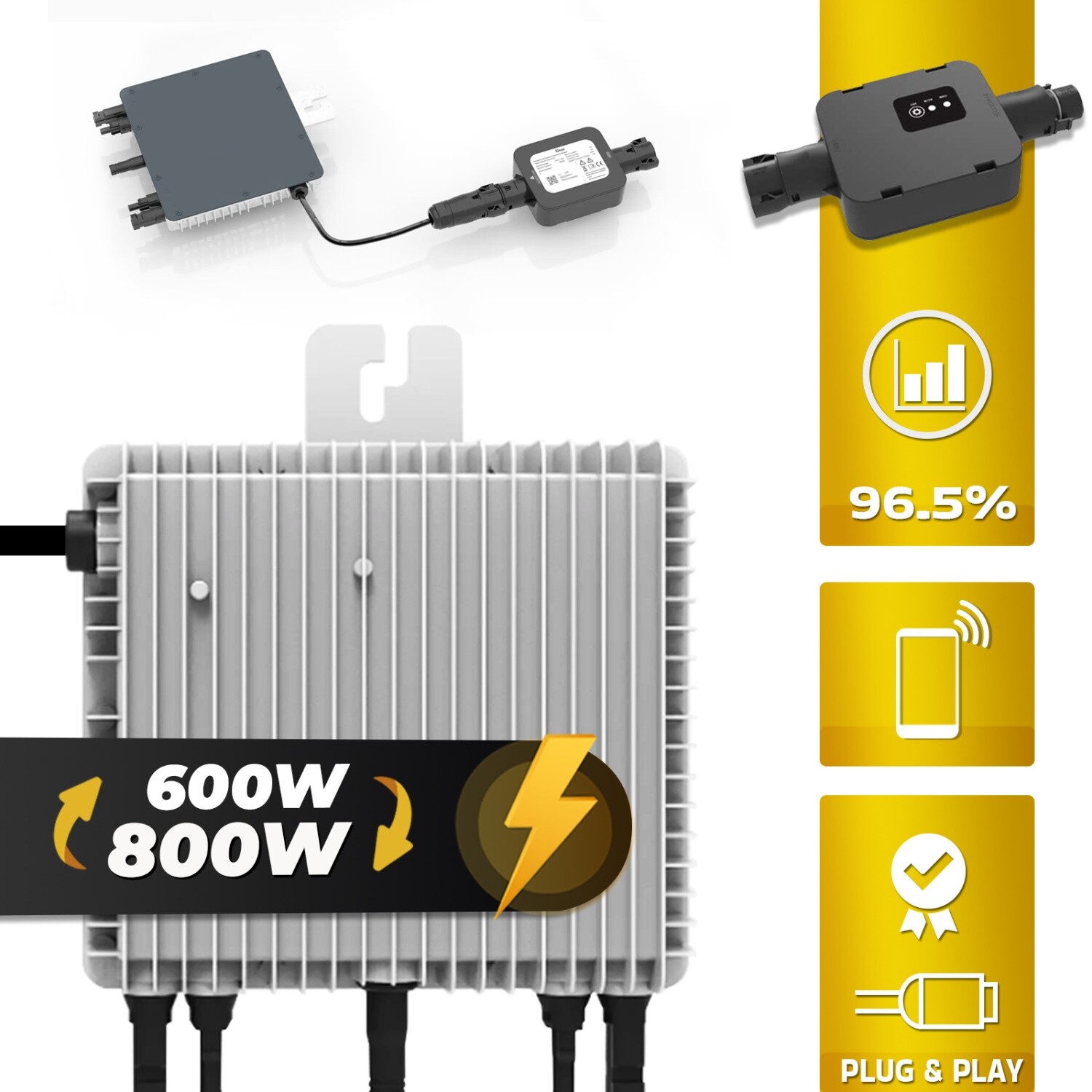 DEYE 800W Micro-Wechselrichter Inverter für Balkonkraftwerk Solarmodule ...