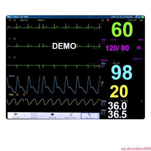15" Modular Plug-in Patient Monitor Multi-parameter ECG NIBP RESP TEMP ...