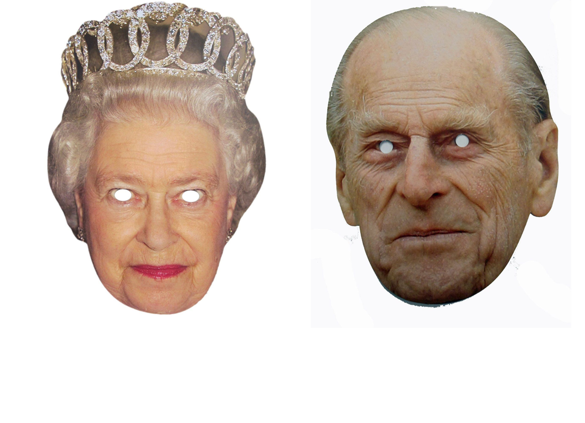 Royal Family Face Masks Of Queen Elizabeth & Prince Phillip Fancy Dress ...