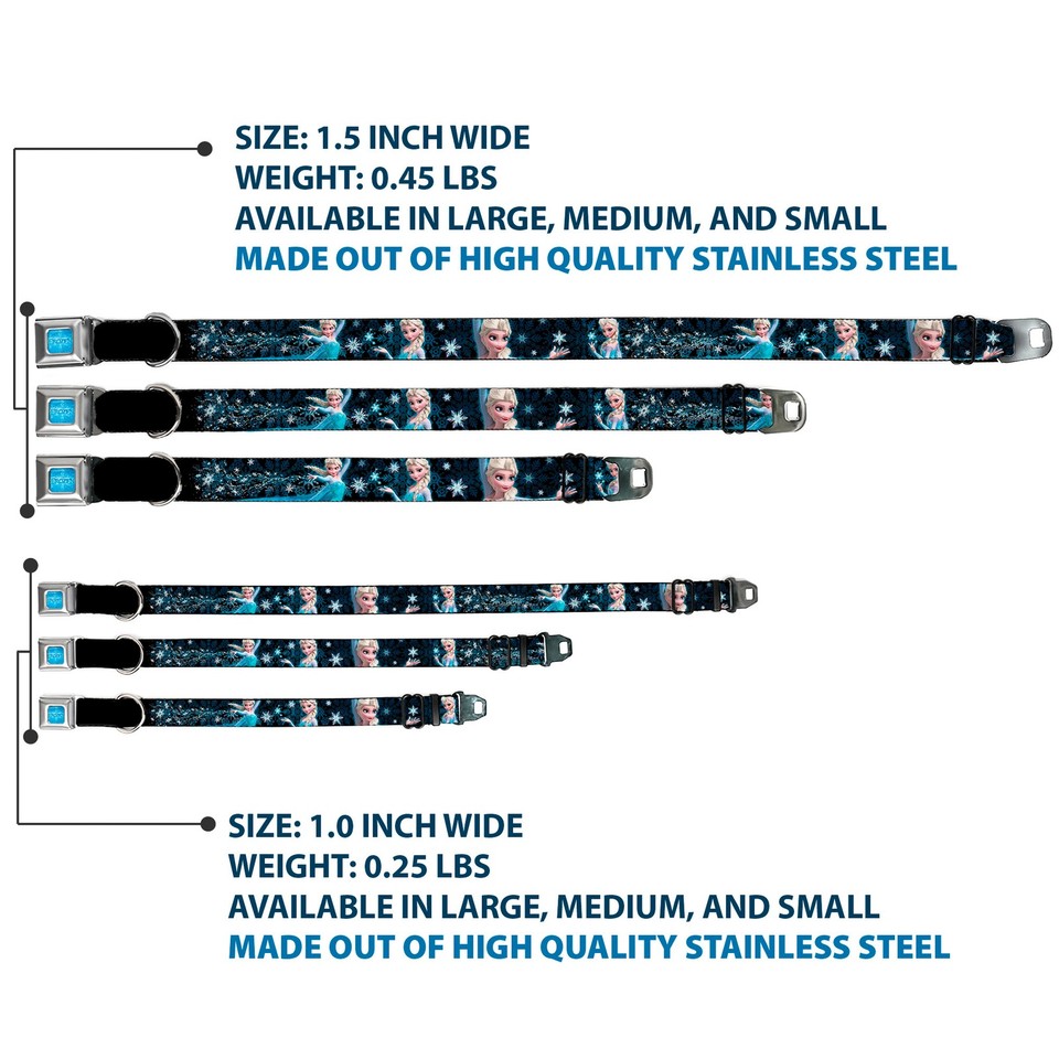 Dog Collar DYEA-FROZEN Logo Full Color Blues Elsa the Snow Queen Pos ...