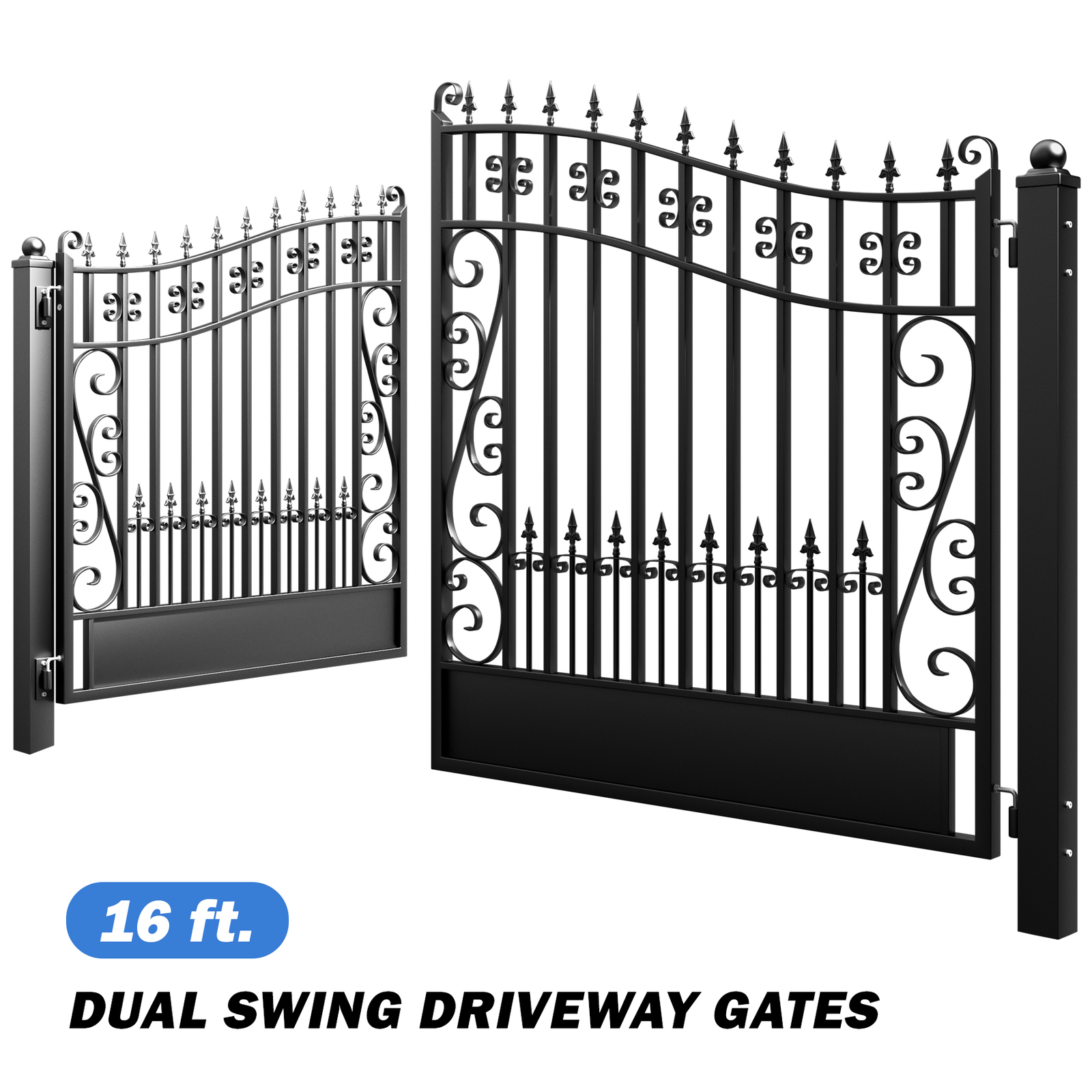 ZUMI 12x6 ft. Dual Swing Gates for Driveway Heavy Duty Outdoor Steel ...