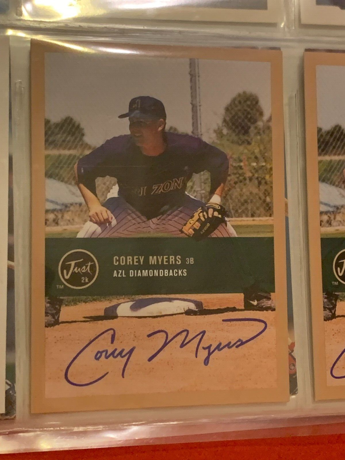 COREY MYERS AUTOGRAPHED SIGNED 2000 JUST MINORS GOLD CARD DIAMONDBACKS ...
