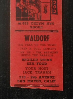 1940s Waldorf Broiled Steak Sea Food Jack Trahan 213 2nd Avenue San ...