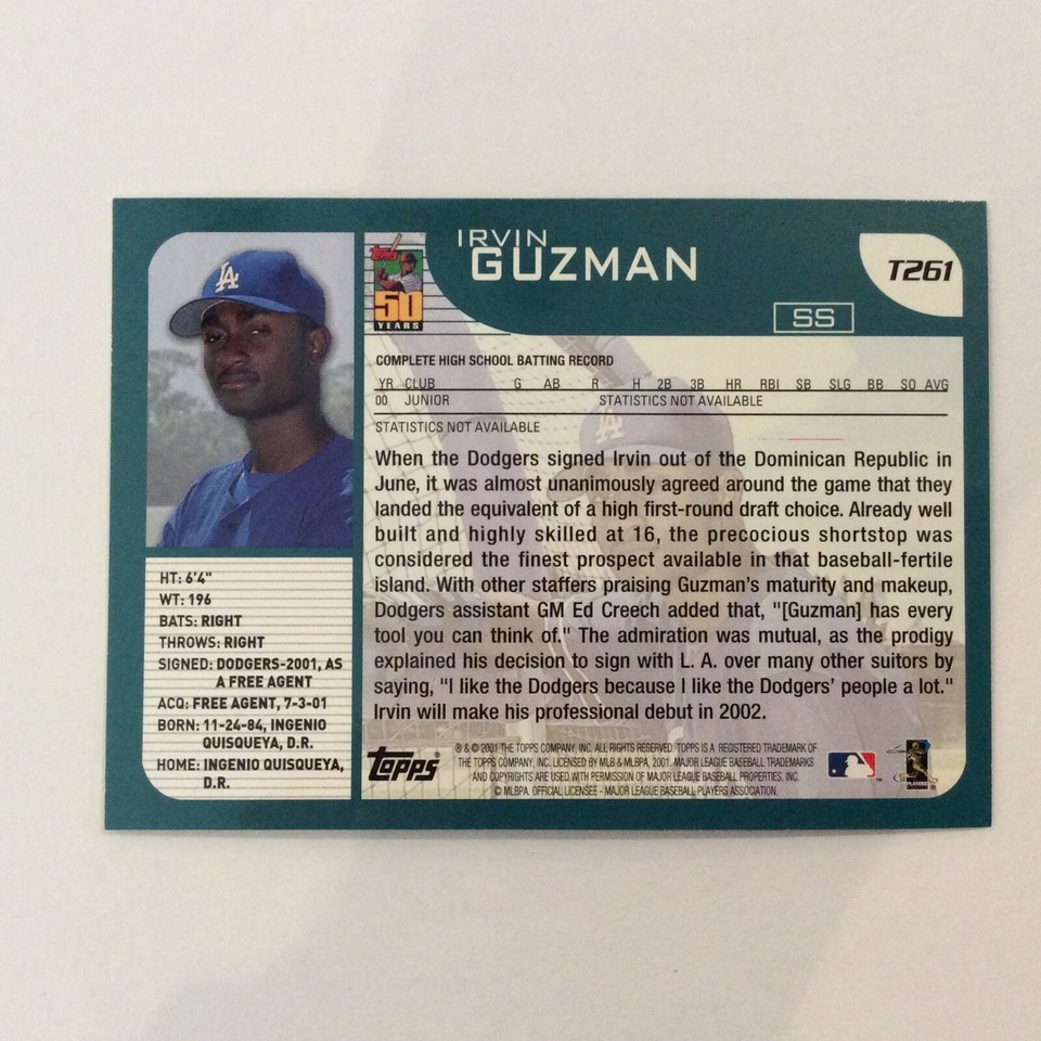 2001 Topps Traded T261 Irvin Guzman RC Los Angeles Dodgers | eBay