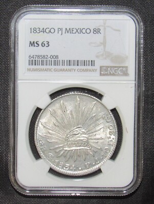 Mexico 1834 Go PJ 8 Reales NGC MS 63 | eBay