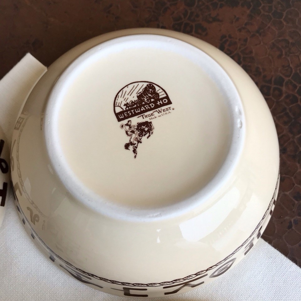 4 True West Westward Ho Rodeo Pattern Western Soup Bowls | eBay