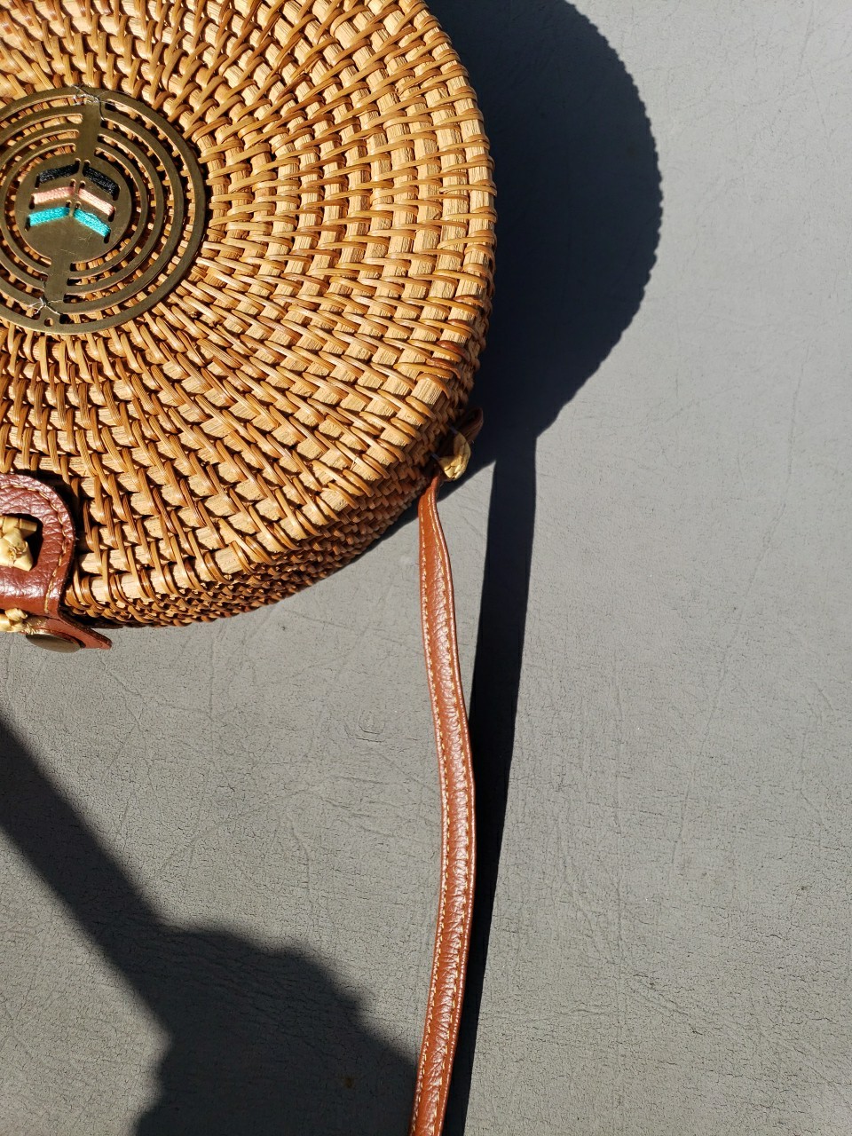 Rattan Basket Weave Round Womans Purse, With Unique E… - Gem