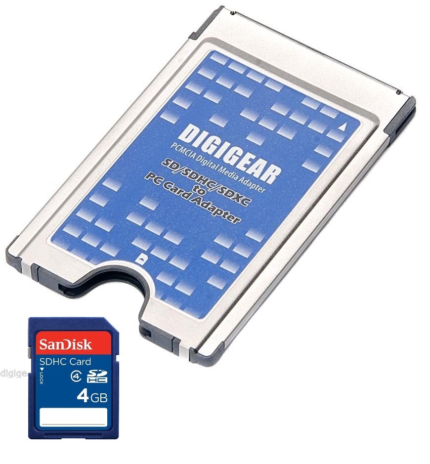 4GB Sandisk SD + SD to PCMCIA PC Card Adapter Reader ATA Flash for CNC ...
