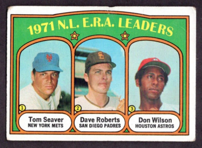 1972 Topps 1971 N.L. E.R.A. Leaders #91 Seaver/Roberts/Wilson - Good | eBay