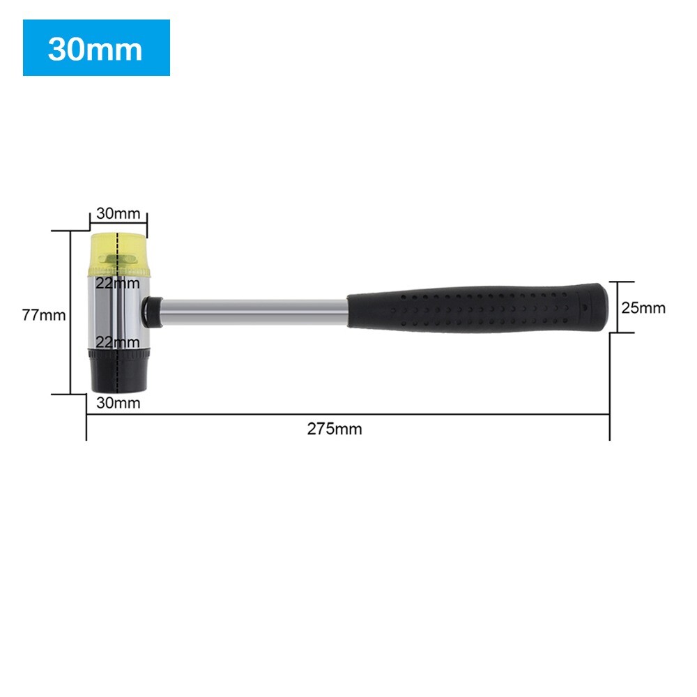 25mm/30mm/35mm Nylon Head Mallet Double Faced Rubber Hammer Round Head ...