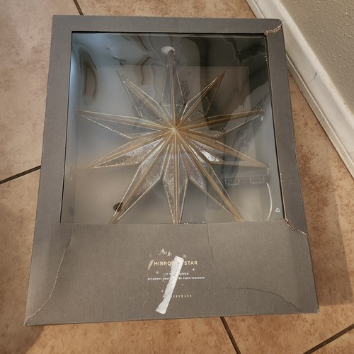 NEW Pottery Barn Mirrored Lit Light Up Gold Star Christmas Tree Topper ...