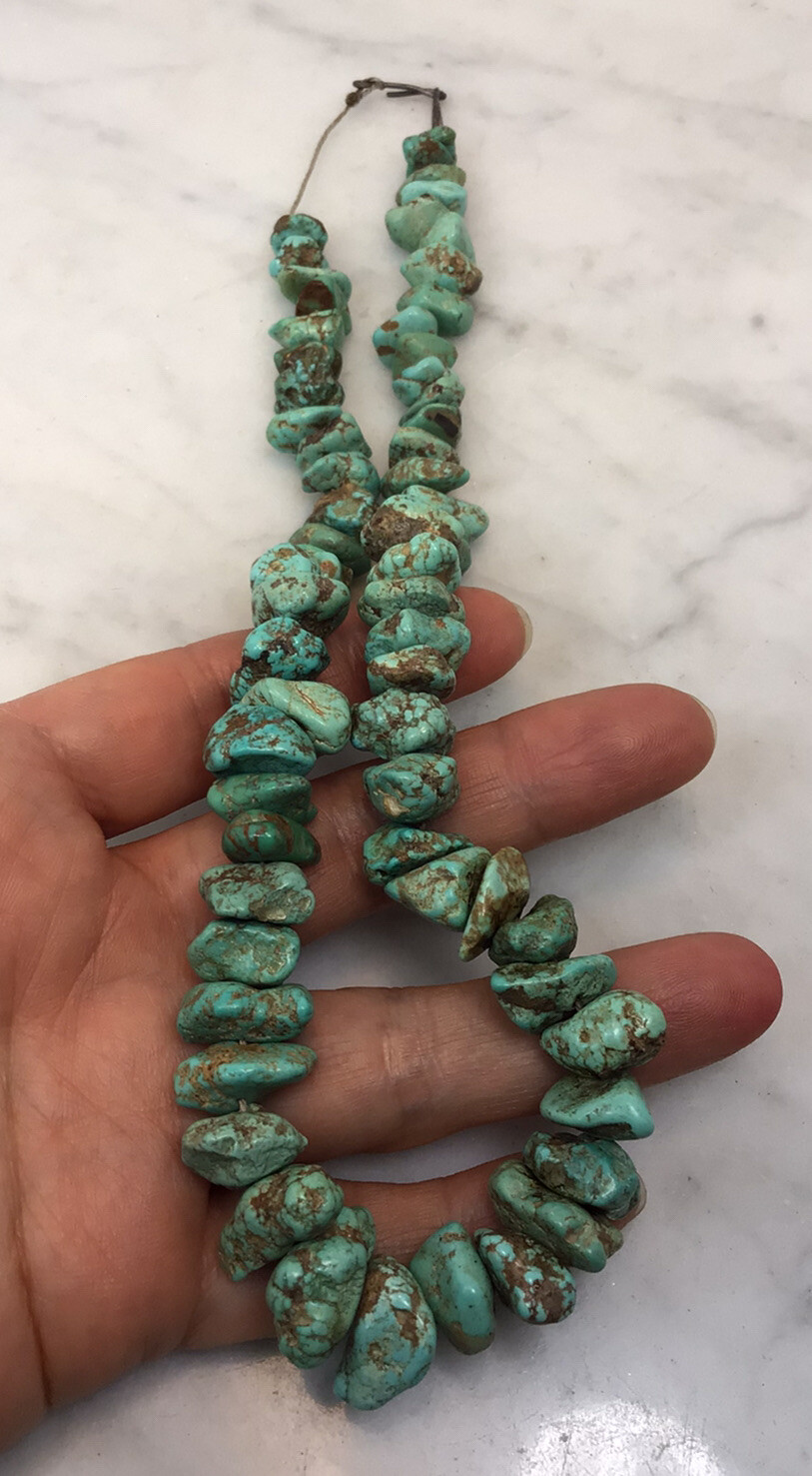 VTG Old Native American Turquoise Bead Necklace - Gem