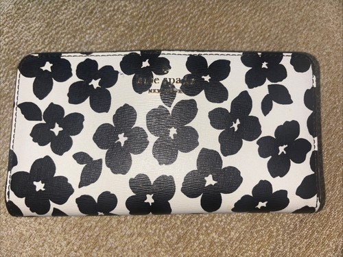 Kate Spade Darcy Bifold Snap Closure Wallet Flora White & Black | eBay