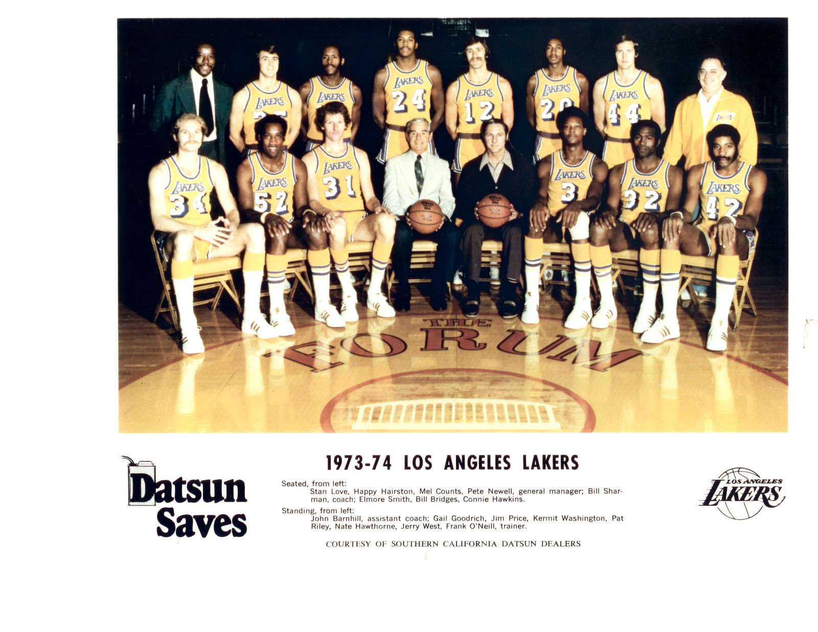1973 1974 LOS ANGELES LAKERS 8X10 TEAM PHOTO WEST RILEY BASKETBALL NBA ...