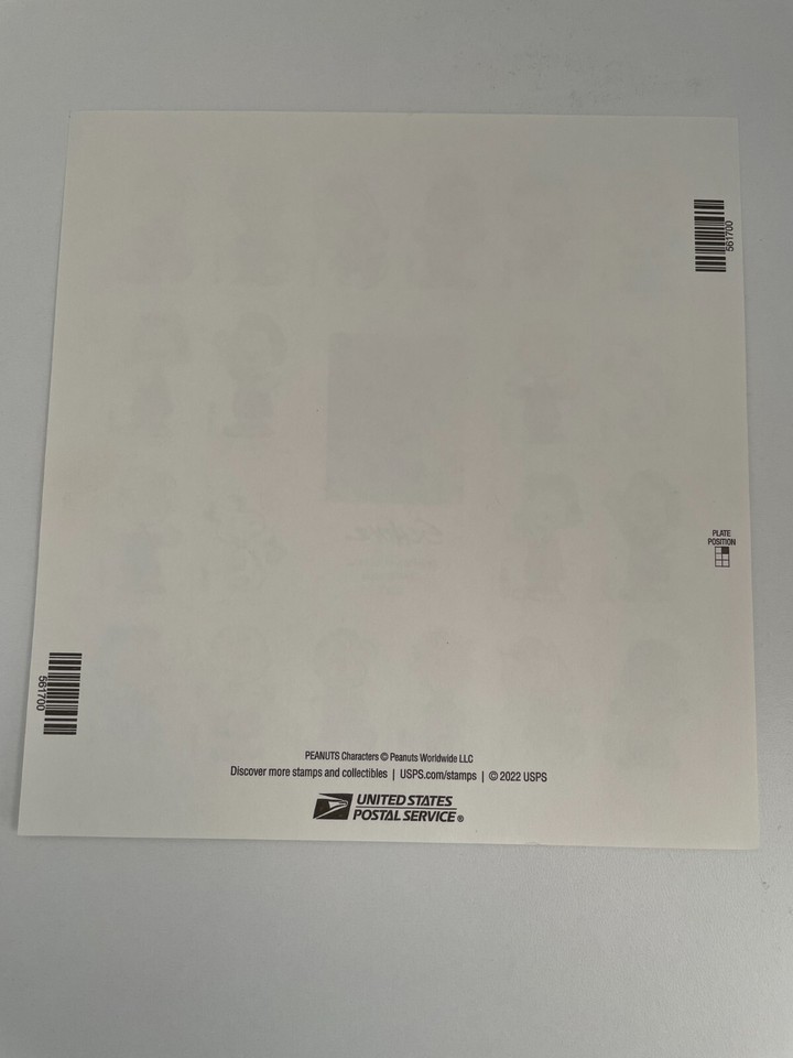2022 US PEANUTS SNOOPY Charles M Schulz Forever Stamps Sheet Self ...