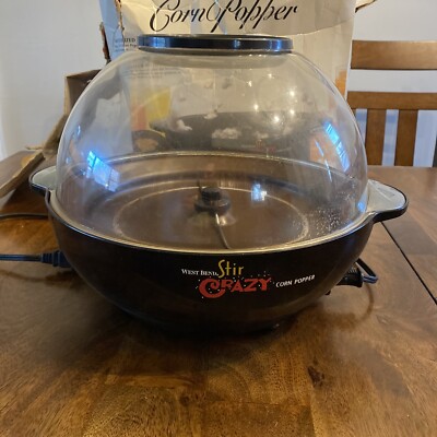 West Bend Stir Crazy 6 Quart Popcorn Maker Corn Popper 82306 w Lid ...