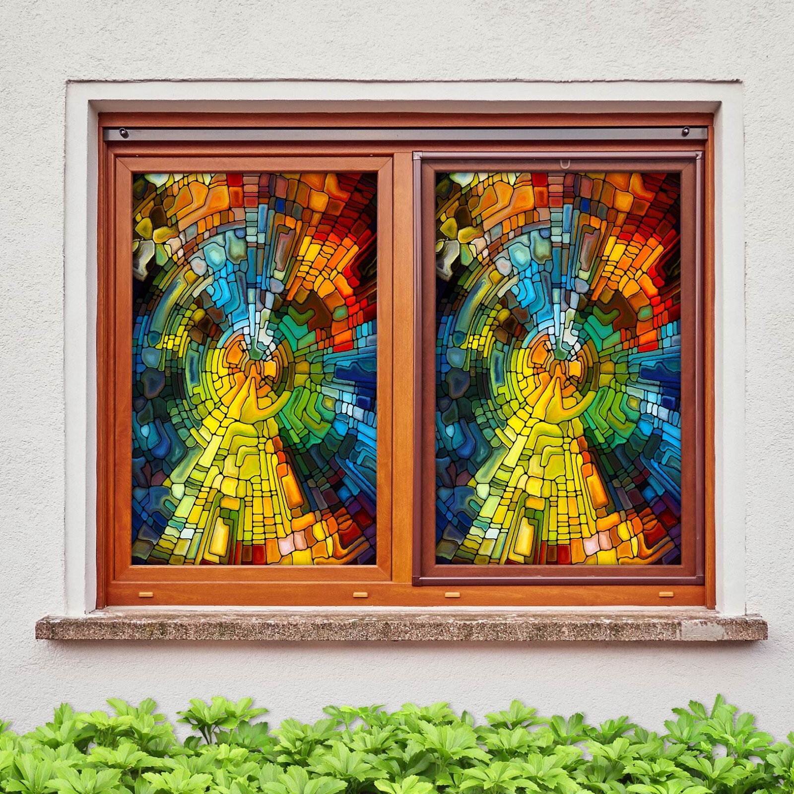 3D Colorful Pattern A132 Window Film Print Sticker Cling Stained Glass ...