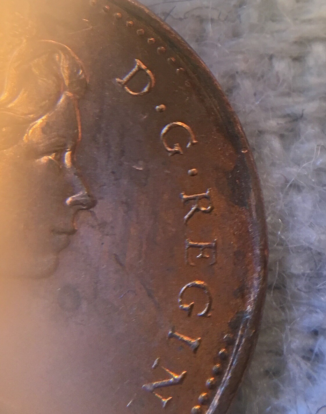 1969 Canadian Penny Mint Featuring a Partial Ragged Clipped Planchet ...