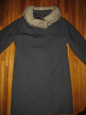 Vintage Franklin Simon New York Grey Swing Coat Over Jacket White Siver ...