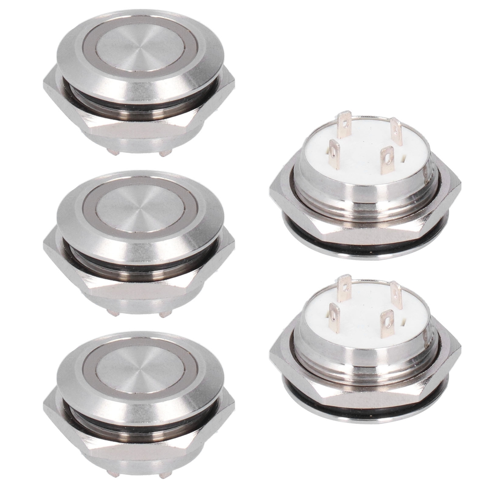 5Pcs Momentary Push Button Switch Metal AutoReset Waterproof W/LED 19mm ...