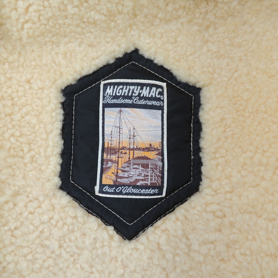 HEAVY Vintage MIGHTY MAC Sheepskin Fleece Lined Genuine Leather Suede ...