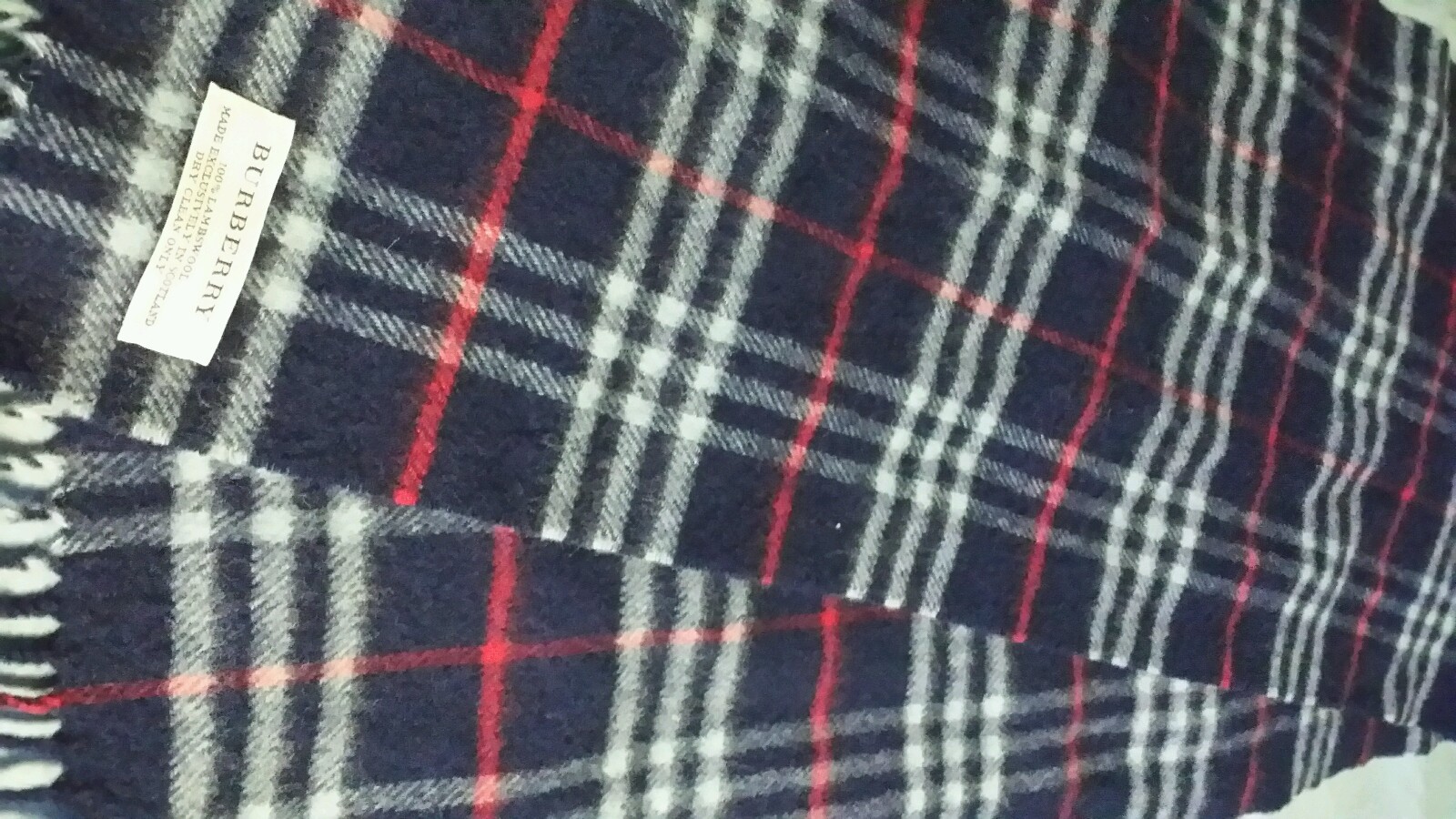 100% Authentic Lambswool Burberry Blue Checkered Scarf - Gem