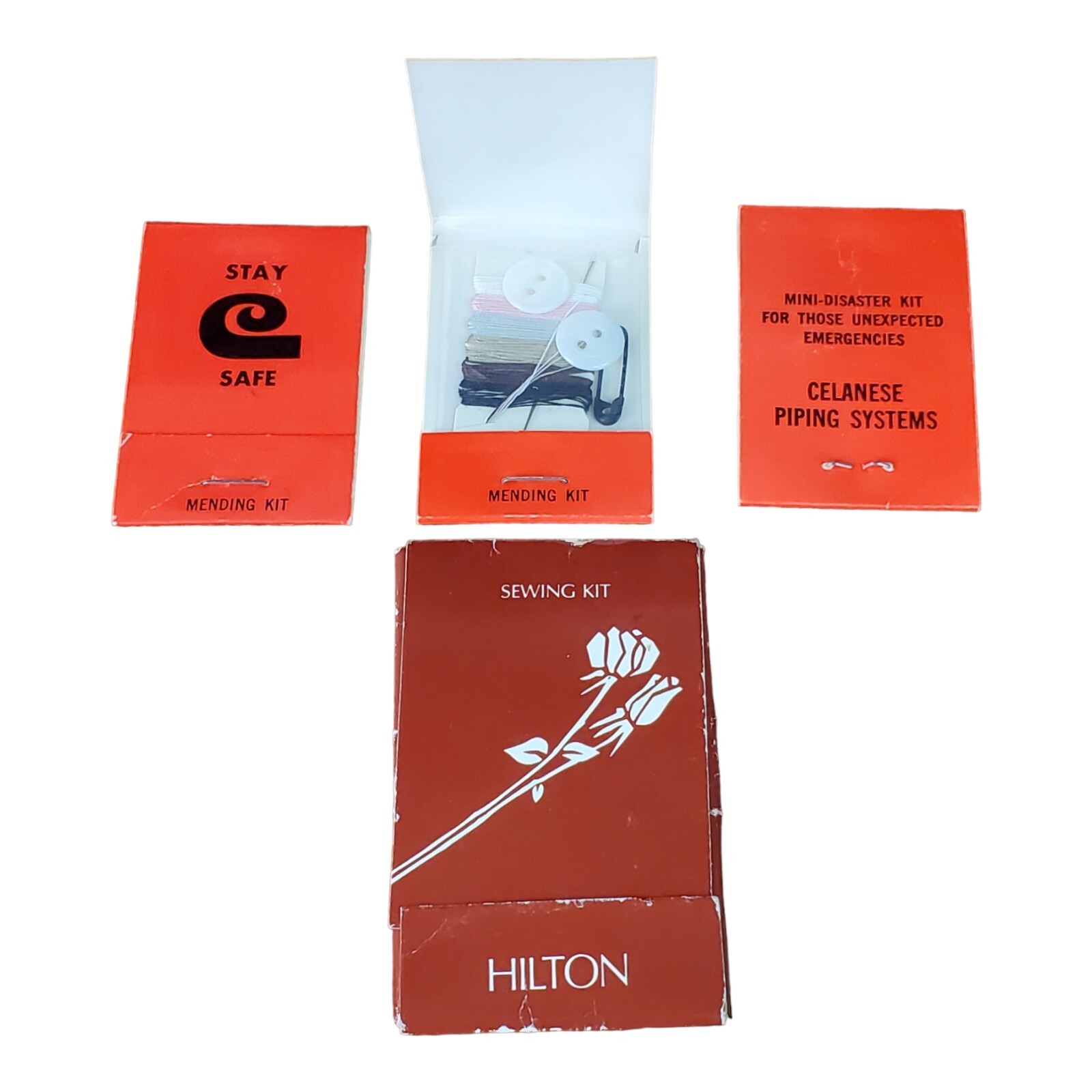 Hilton Hotel Mini Sewing Kit and 3 Celanese Piping Systems Mini Mending ...