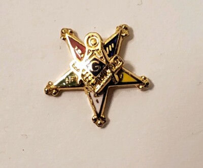 OES Masonic Tie Tack Lapel Hat Pin White Blue Red Gold Tone Order ...