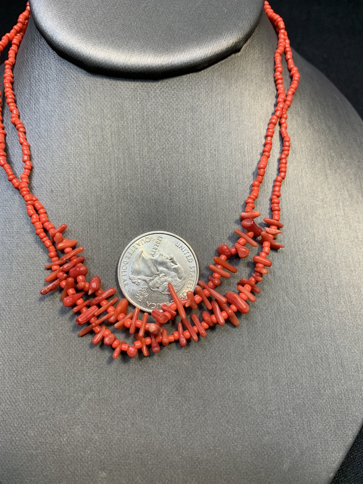 Red Coral Ocean Sea pendant Multi Strand Seed beaded … - Gem