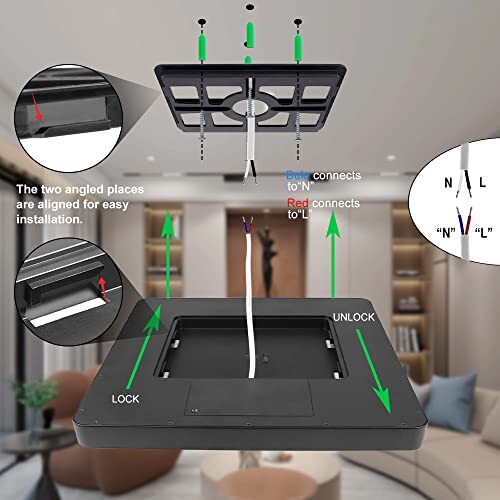 12 inch Square LED Ceiling Light, 24W CRI 90, 12 inch Black Daylight ...